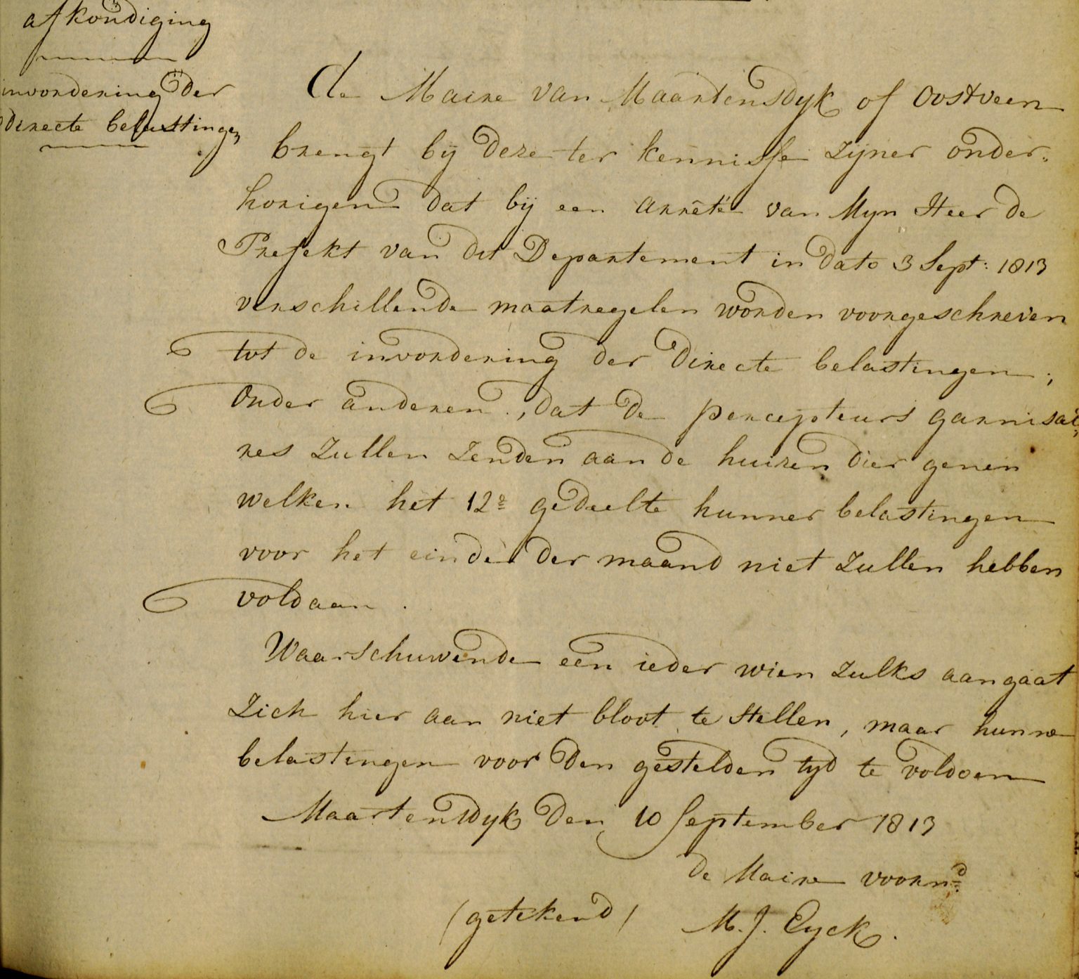 1813: ook in Maartensdijk moeten belastingen betaald worden - Online ...